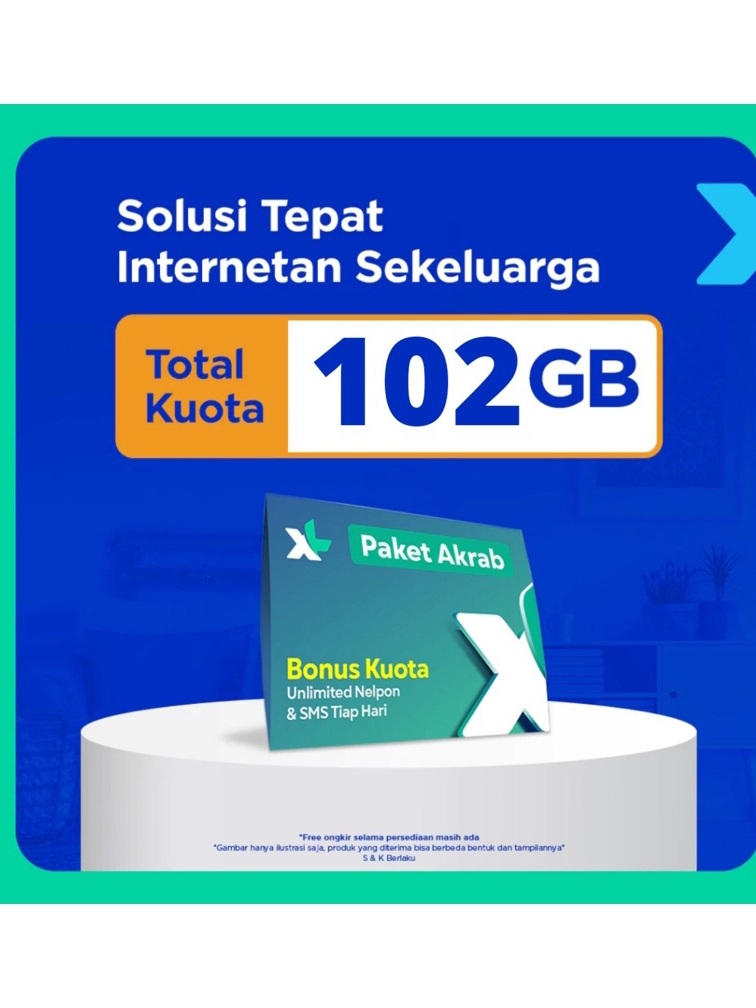 Jual Paket Data XL Akrab hingga 102GB Khusus area 2, 30 Hari | Shopee ...