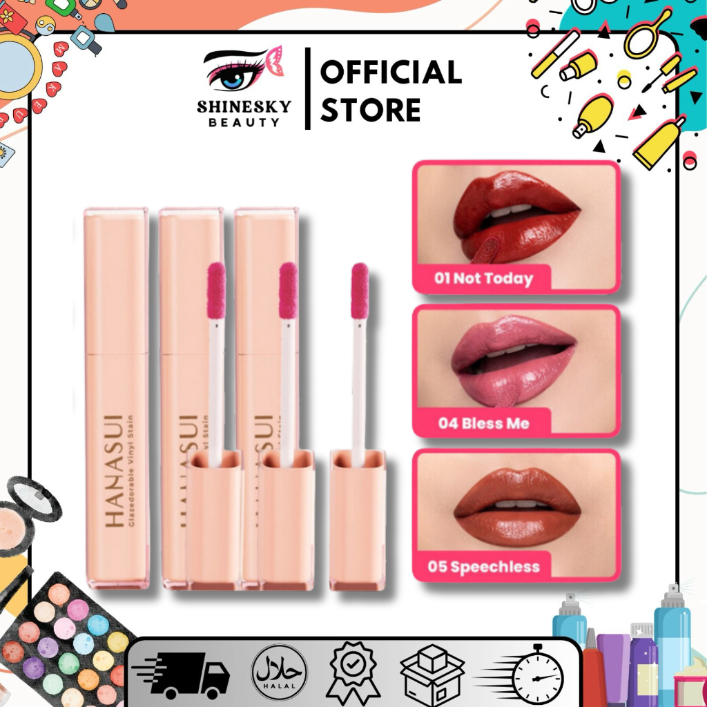 Jual HANASUI GLAZEDORABLE VINYL STAIN - Lip Stain Glossy | Shopee Indonesia