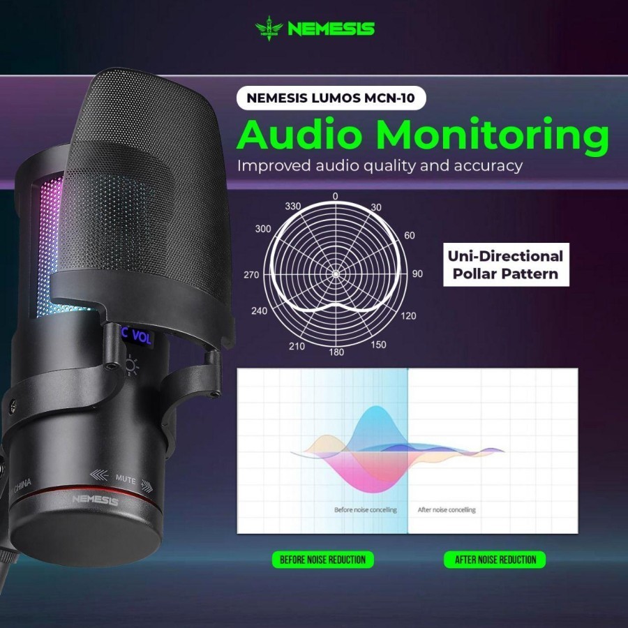 Jual NYK Nemesis Lumos MCN-10 / MCN10 Mic Condenser RGB with Noise Cancelling Microphone Mic ...