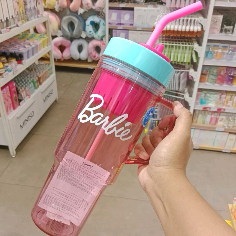 Jual Miniso Barbie Shining Collection Plastic Tumbler With Strawb ...