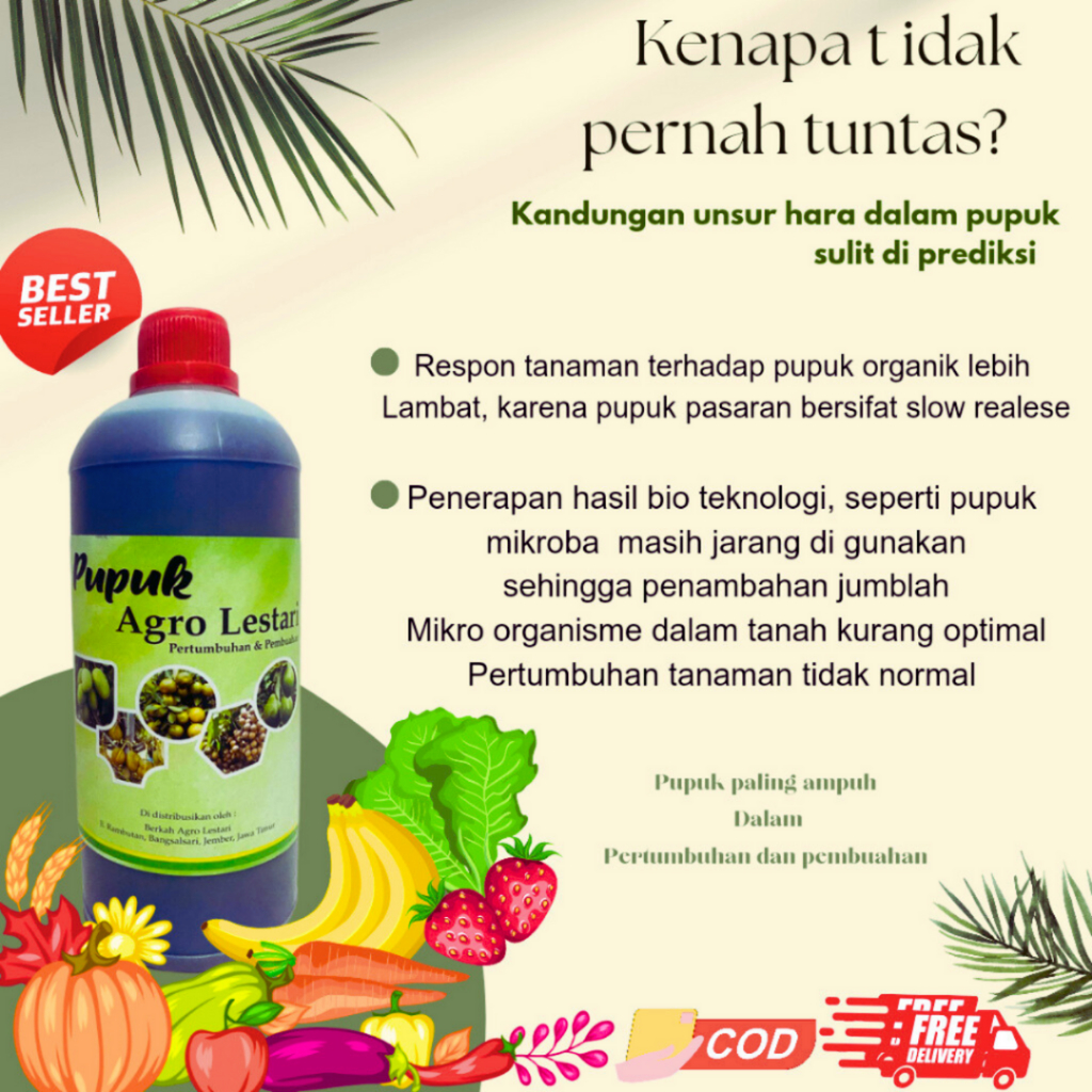 Jual Pupuk Agro Lestari 1 Liter Bisa COD - Pupuk Organik Cair Penyubur dan Pelebat Buah Sayur ...