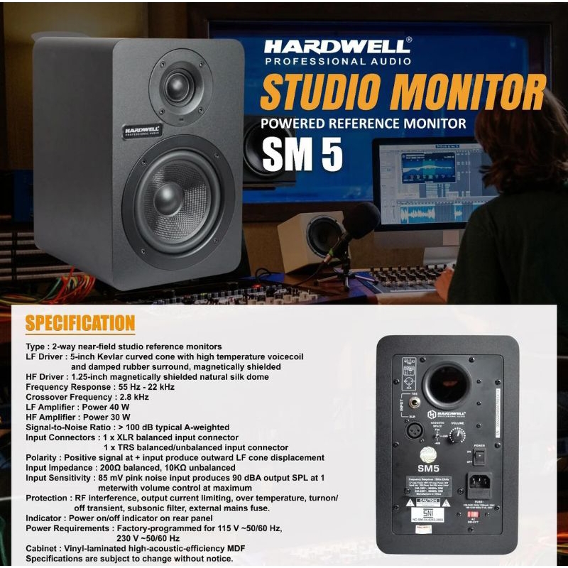 Jual Speaker Aktif Studio Monitor 5 Inch Hardwell SM 5 Original Harga ...