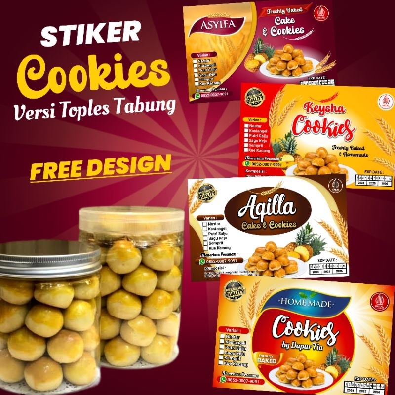 Jual ( minimal order 100 pcs ) Stiker Cookies Stiker Kue Kering Stiker ...