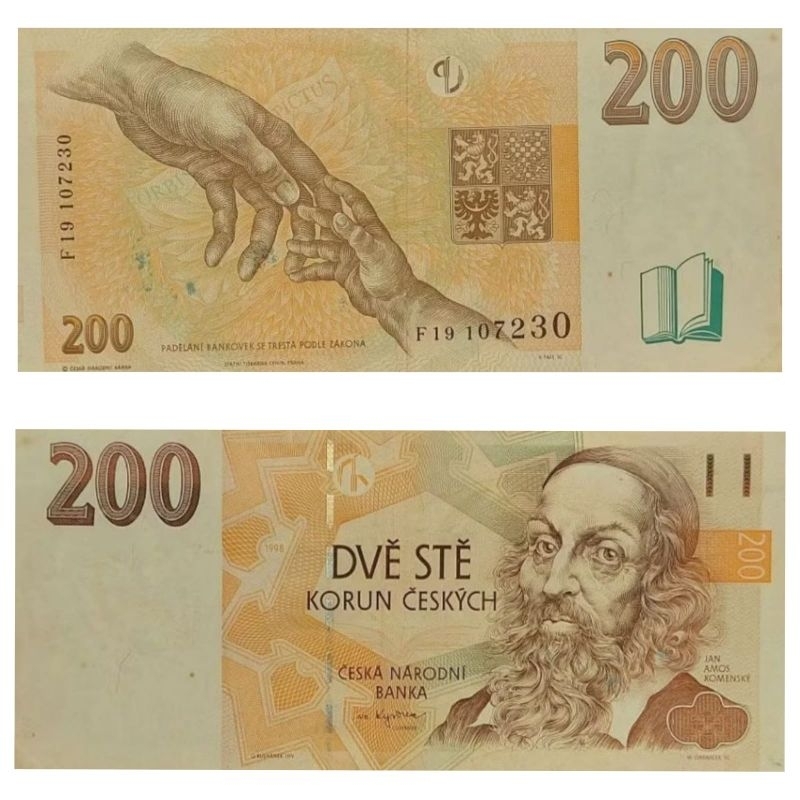 Jual Uang Negara Czech Republic Ceko 200 Korun 1997 Kondisi XF original ...