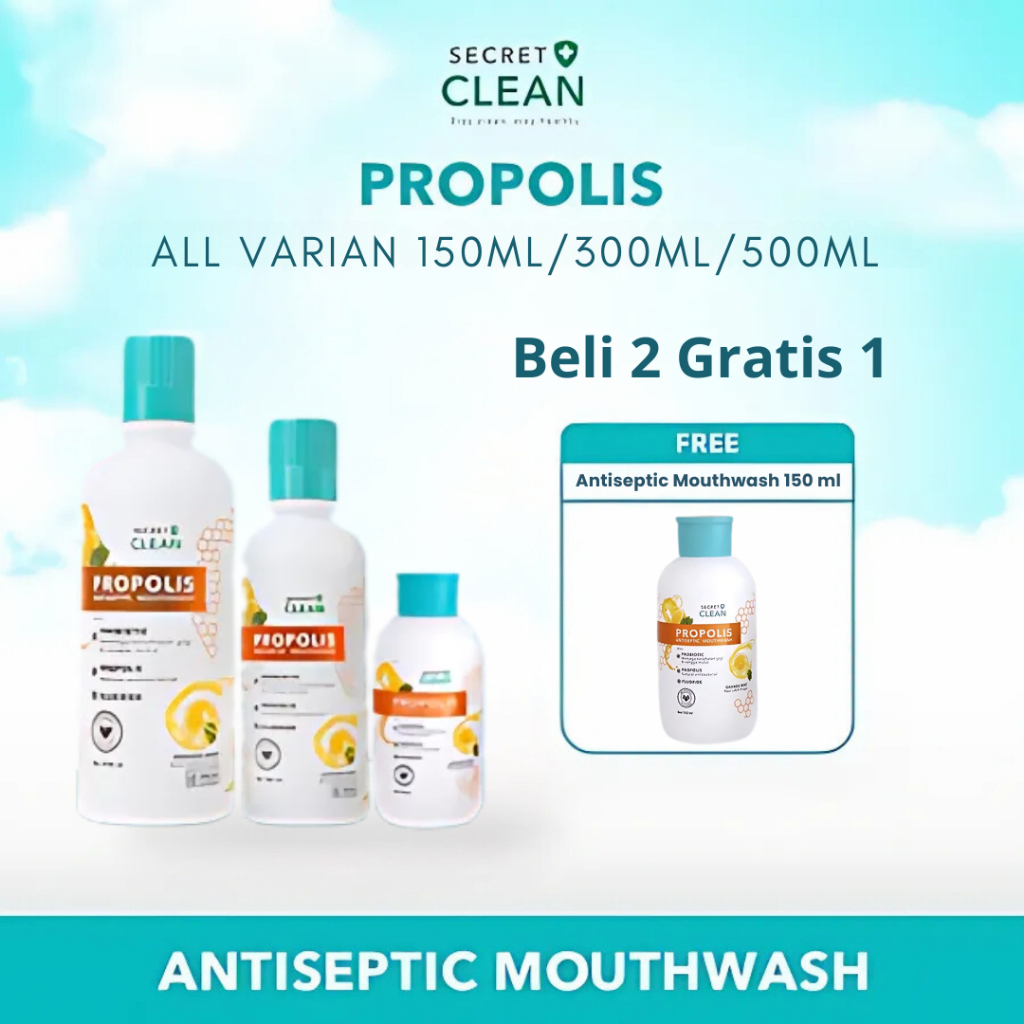Jual MFI - (BELI 2 GRATIS 1) SECRET CLEAN Propolis Antiseptic Mouthwash ...