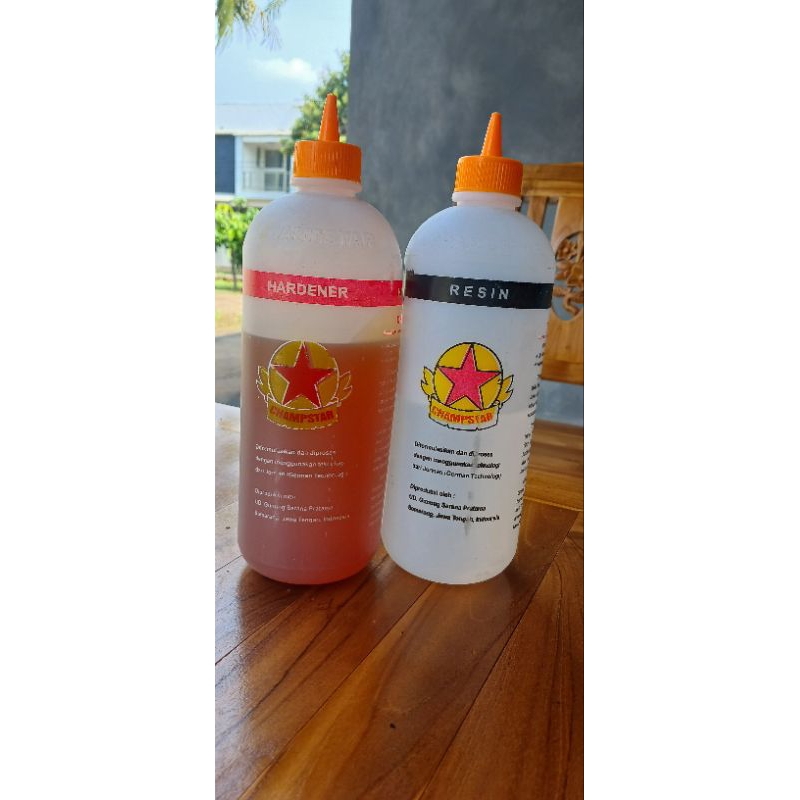 Jual lem epoxy 2 komponen bintang champstar hardener dan resin besar ...
