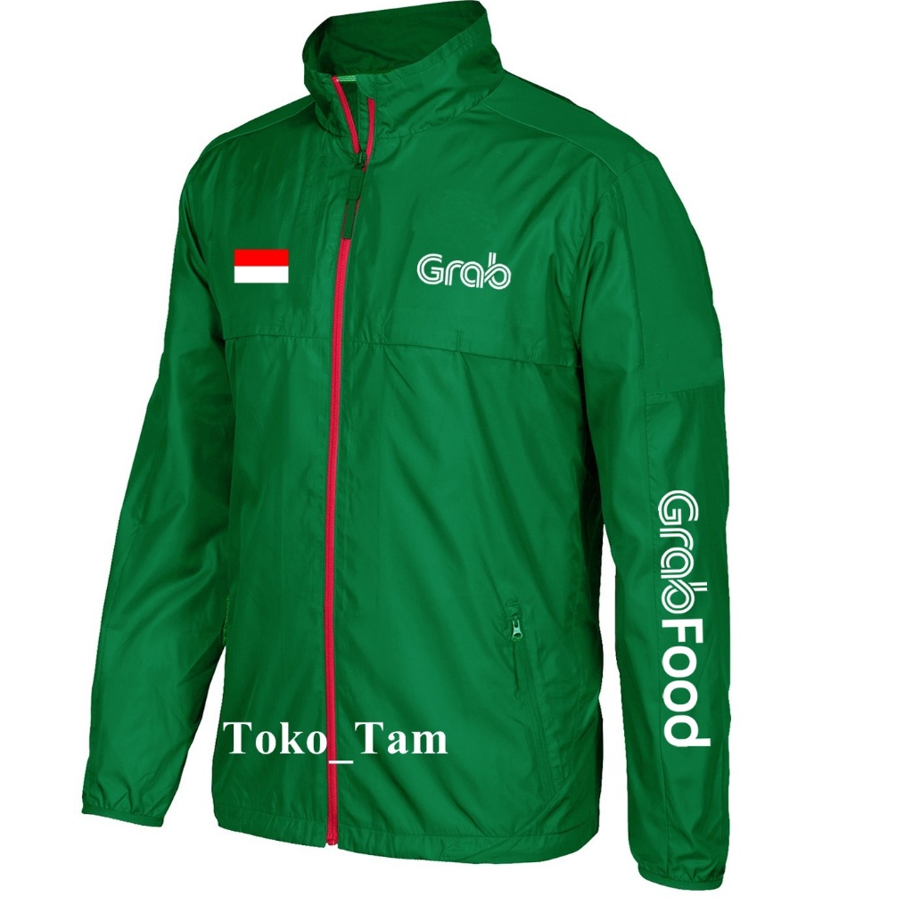 Jual Diskon!!! Jaket windbreakers zipper driver ojol grab grabbike ...
