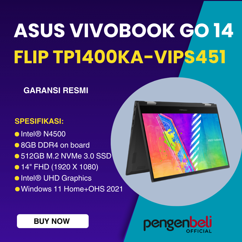 Jual Asus VivoBook Go 14 Flip TP1400KA-VIPS451 | Intel N4500 | 14" Full ...