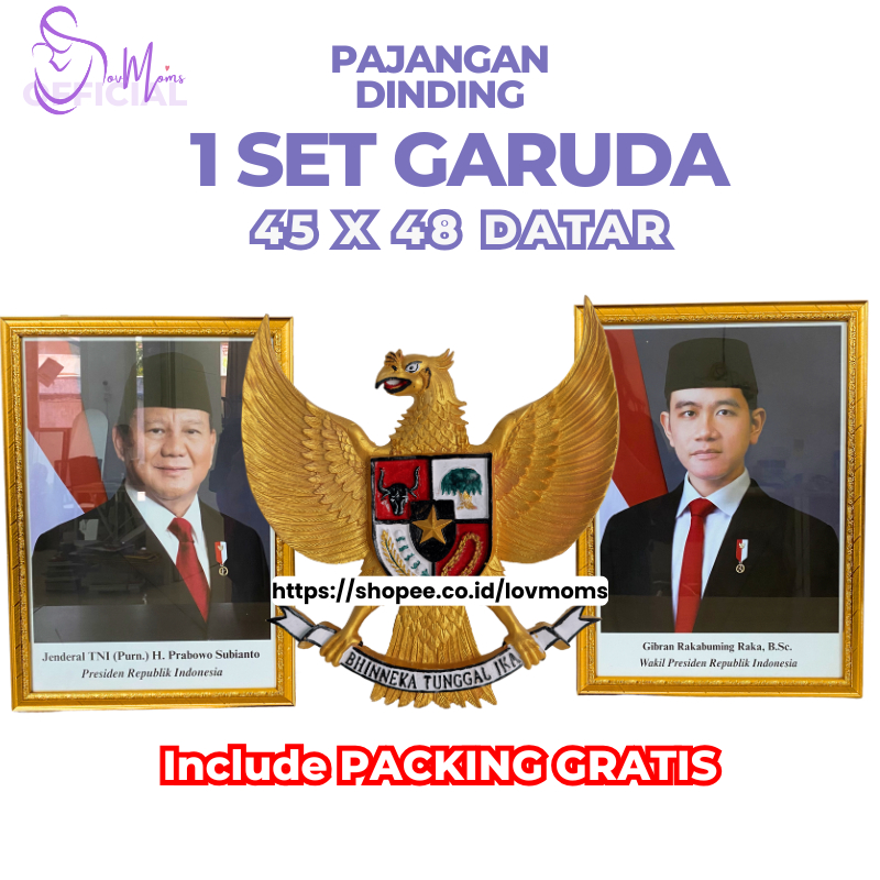 Jual Pigura Foto Presiden Wakil Garuda + Patung Garuda 45x48 Besar ...