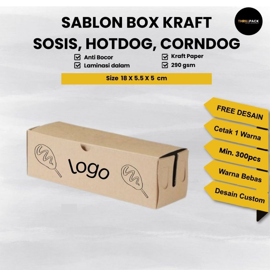 Jual Sablon Custom Box Sosis / Corn Dog Custom Desain Laminasi / Sablon ...
