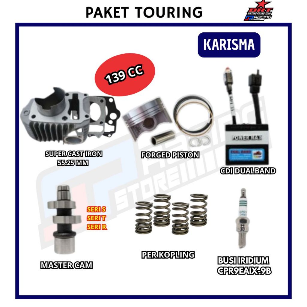 Jual BRT Paket Bore Up Touring 3 Karisma-Blok Piston-Master Cam-CDI-Per ...