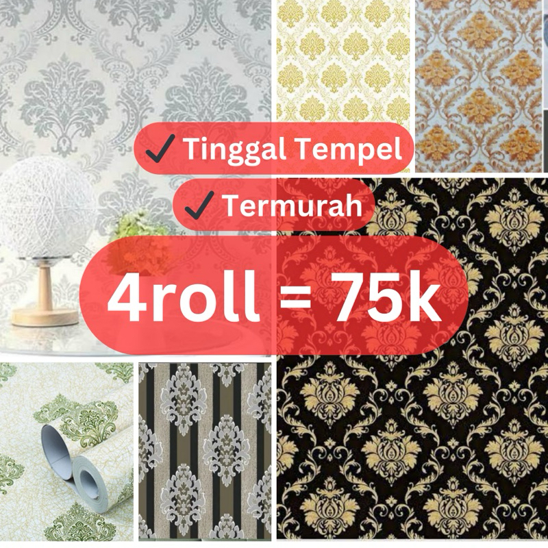 Jual Wallpaper Sticker Dinding Motif BATIK Wallpaper Ruang Tamu Sudah Berperekat Tinggal Tempel ...