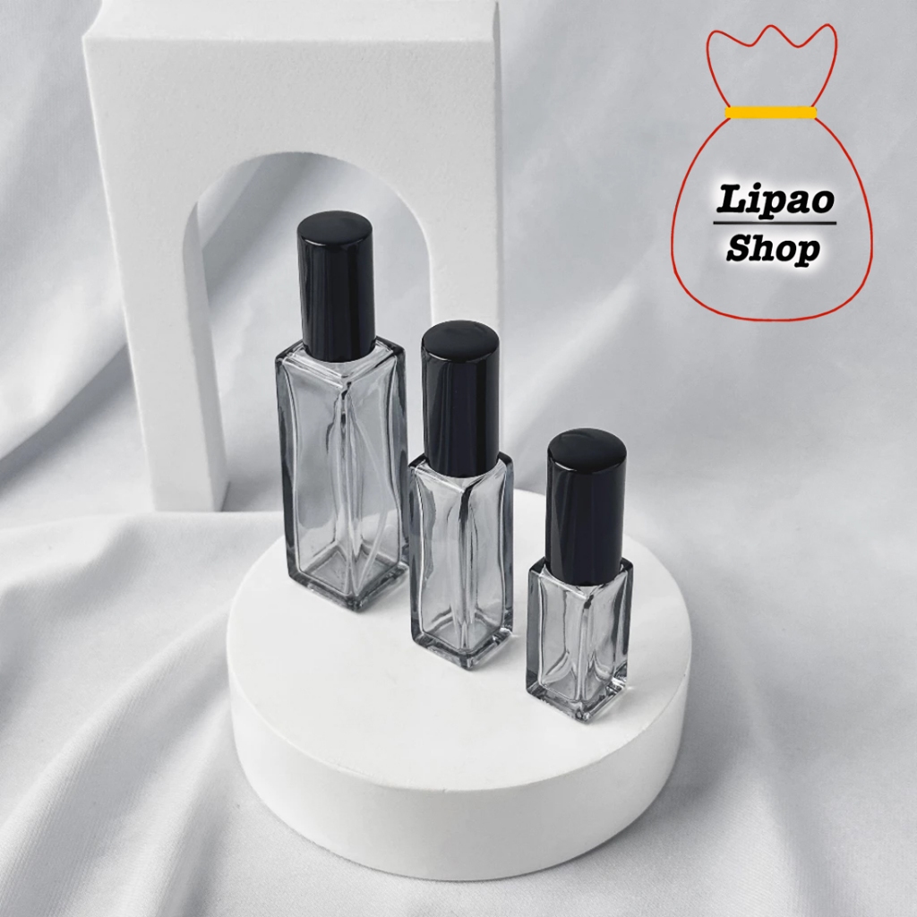 Jual Botol Parfum Spray Kaca Tebal - HITAM TRANSPARAN Tutup Sprayer ...