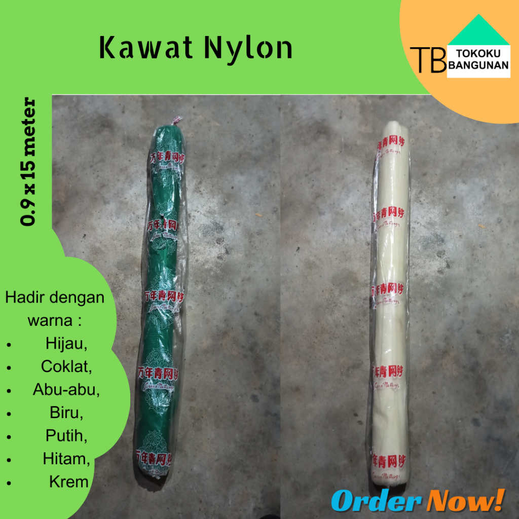 Jual Kawat nylon nyamuk jendela tinggi 90 cm panjang 15 m warna warni ...