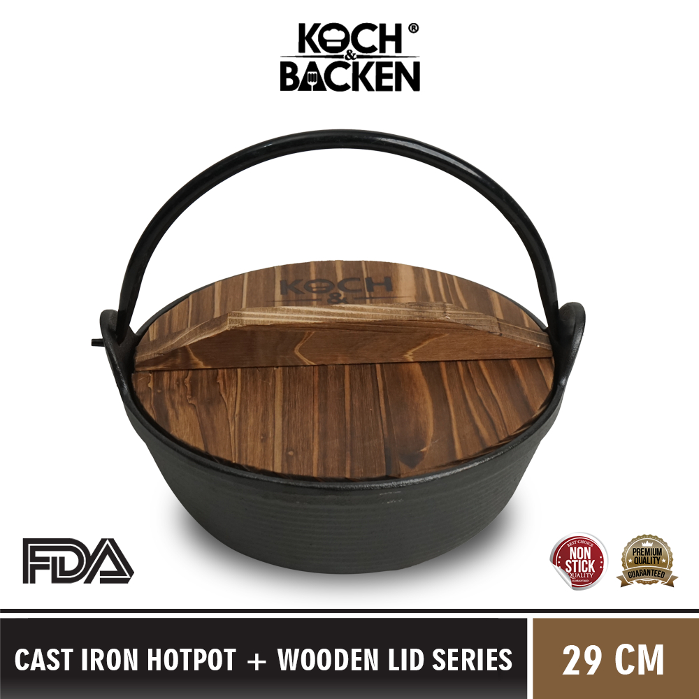 Jual KOCH&BACKEN Cast Iron HotPot 29cm With Wooden Lid Series - Panci ...