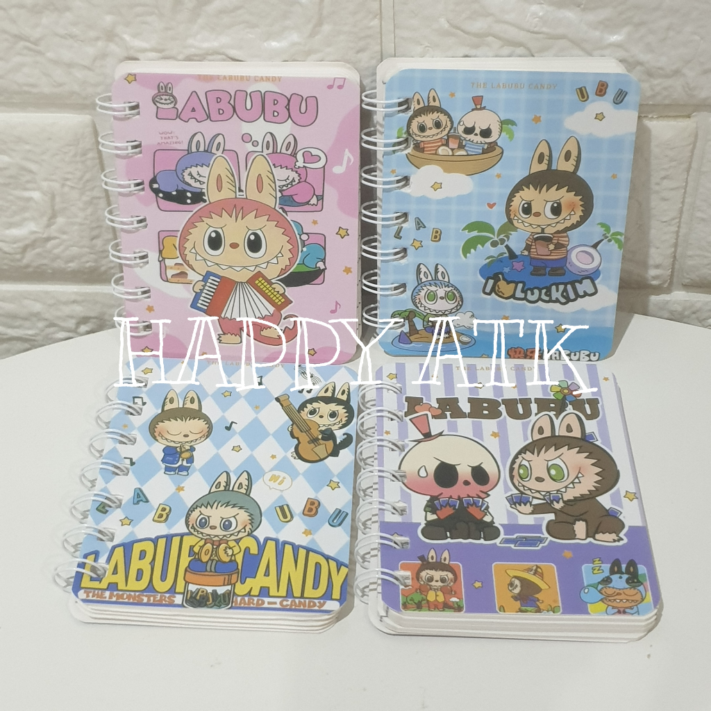 Jual (ISI 4 PCS) LABUBU BUKU KECIL SPIRAL / BUKU MINI / NOTE MINI ...