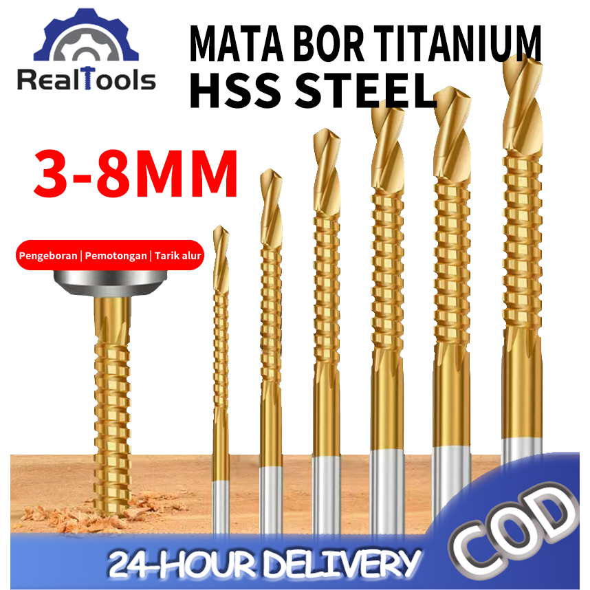 Jual RealTools Mata Bor Potong 3-8mm Cutting Drill Saw HSS Steel 6 PCS ...
