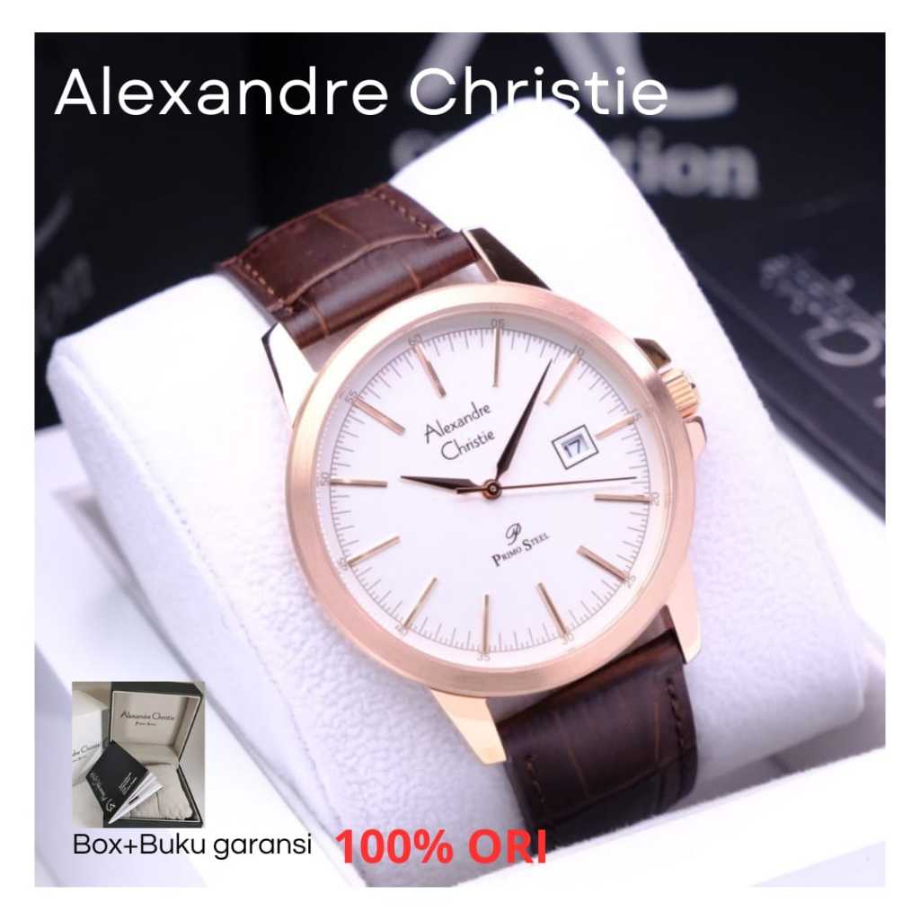 Jual Alexandre Christie ORIGINAL jam tangan pria kulit AC 1008 coklat ...