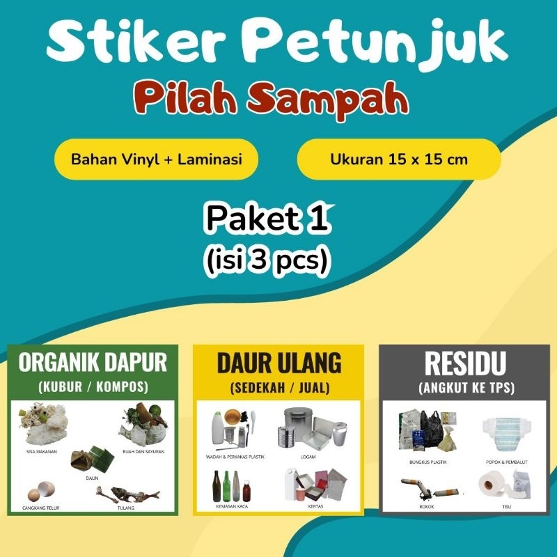 Jual Stiker Label Tempat Sampah Organik, AnOrganik , Residu , Plastik ...