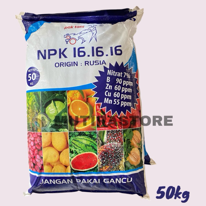 Jual pupuk pak tani NPK 16-16-16 isi biru 50 kg kemasan pabrik | Shopee ...