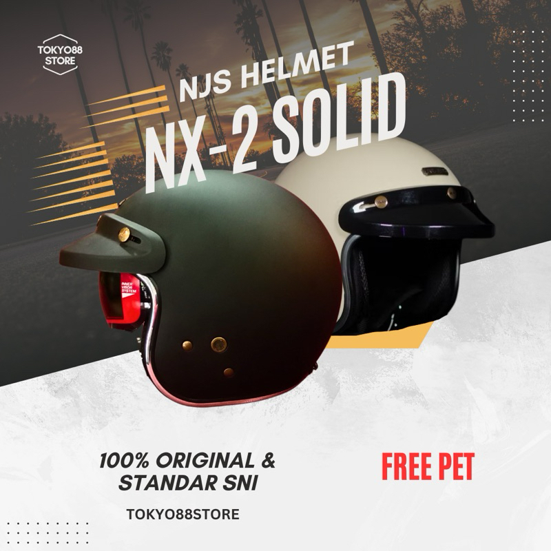 Jual Helm NJS NX-2 Solid Retro Double Visor Half Face Motorcycle Helmet ...