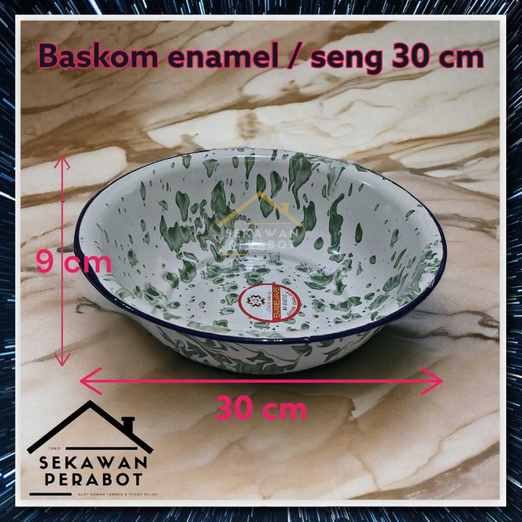 Jual WASKOM BASKOM ENAMEL LURIK 30 CM SENG JADUL | Shopee Indonesia