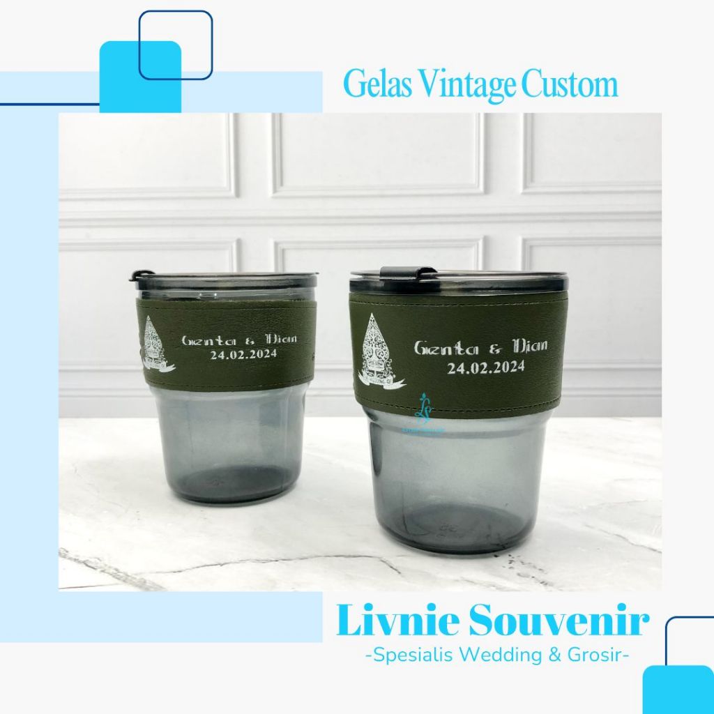 Jual Souvenir Gelas Sedotan Vintage Custom Sablon/emboss | Shopee Indonesia