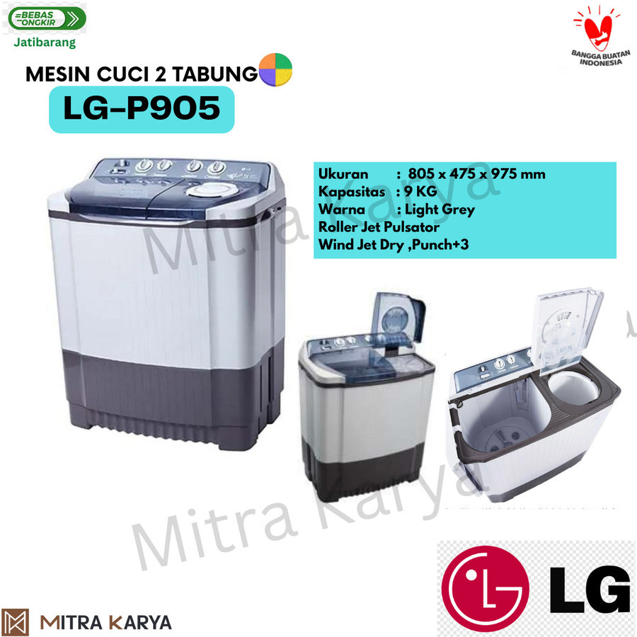 Jual Mesin Cuci LG 2 Tabung P905 9KG Manual Garansi Resmi Khusus ...