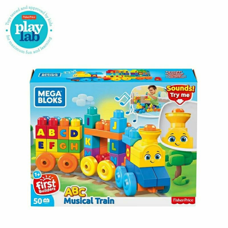 Jual Fisher Price Mega Block ABC Musical Train Building Set (50pcs ...