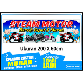 Jual Banner STEAM MOTOR, Spanduk STEAM CUCI MOTOR, UKURAN 200X60 cm ...
