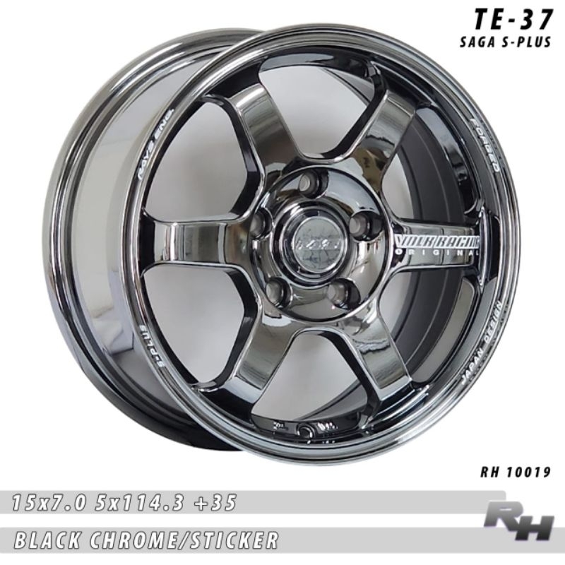 Jual velg te37 ring 15 lebar 7 et35 h5x114 black chrome | Shopee Indonesia