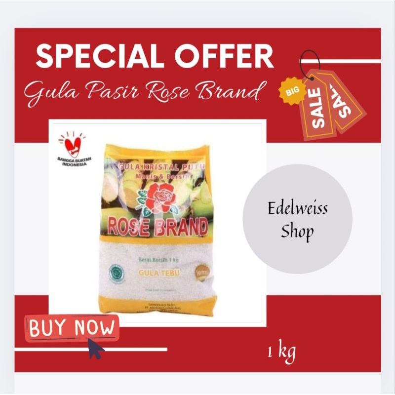 Jual Rose Brand Gula Pasir Kemasan Warna Kuning 1 kg | Shopee Indonesia