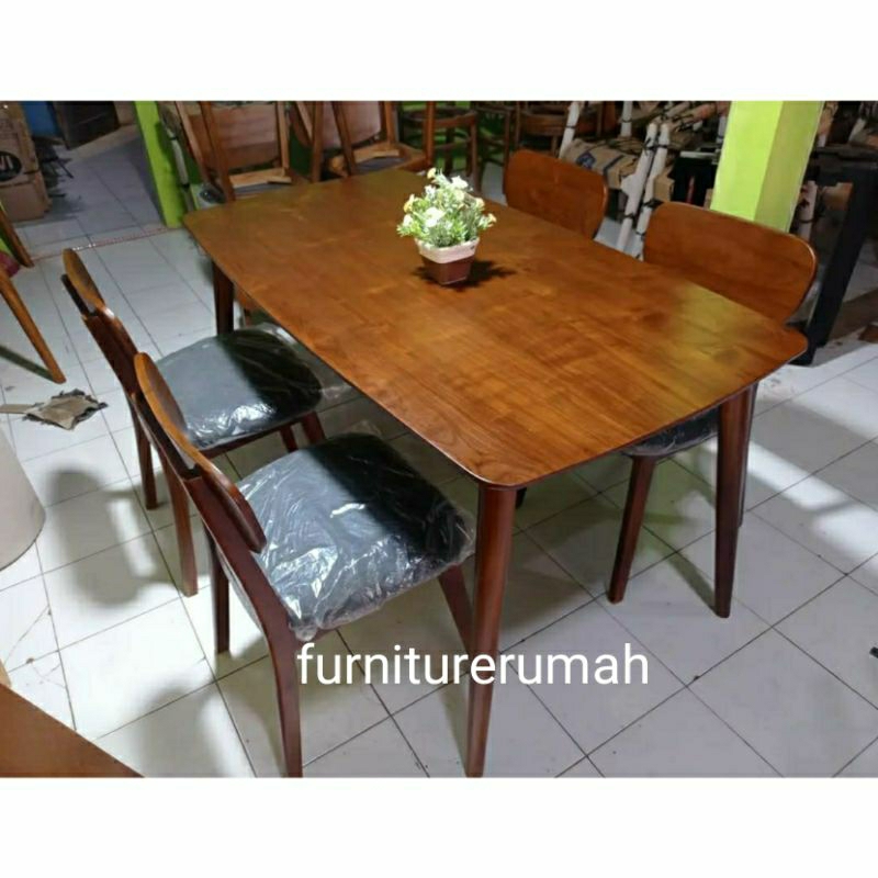 Jual meja makan 4 kursi kayu jati, meja makan kayu jati kursi 4 minimalis | Shopee Indonesia