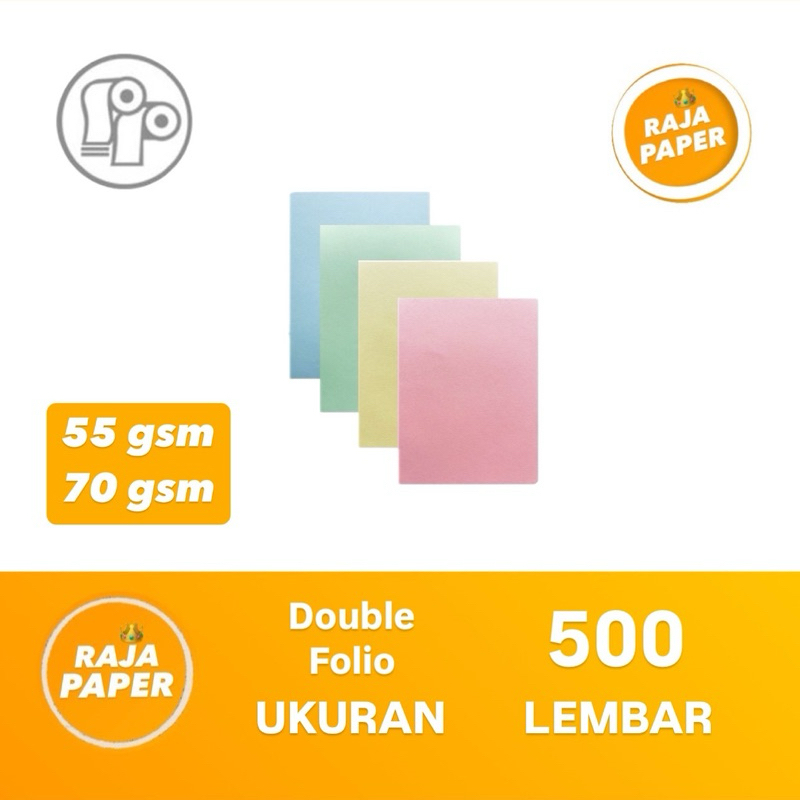 Jual Kertas HVS Warna Ukuran Double Folio F3 500 Lembar 55 70 Gsm Gr ...
