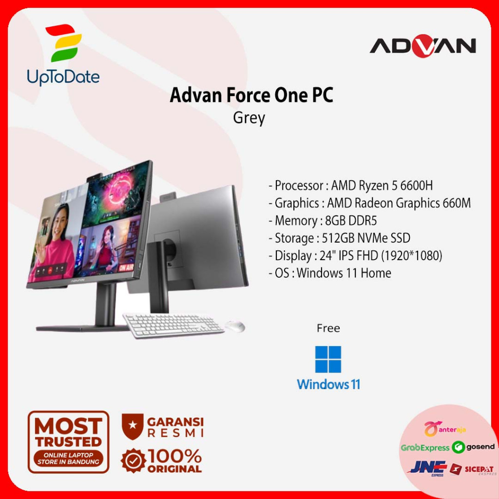 Jual Advan Force One PC AMD Ryzen 5 6600H 8GB 512GB 24" FHD WIN11 ...