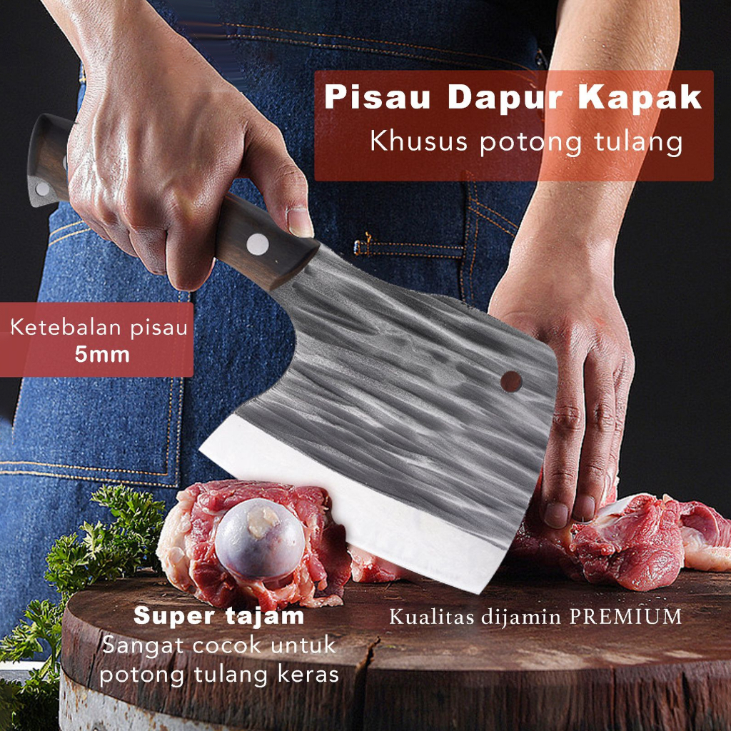 Jual Pisau Dapur Kapak Potong Tulang Professional Golok Daging Chef ...