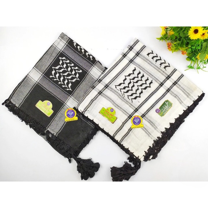 Jual Surban Hitam Putih Sorban Arab Almas Hitam Keffiyeh Haji | Shopee ...