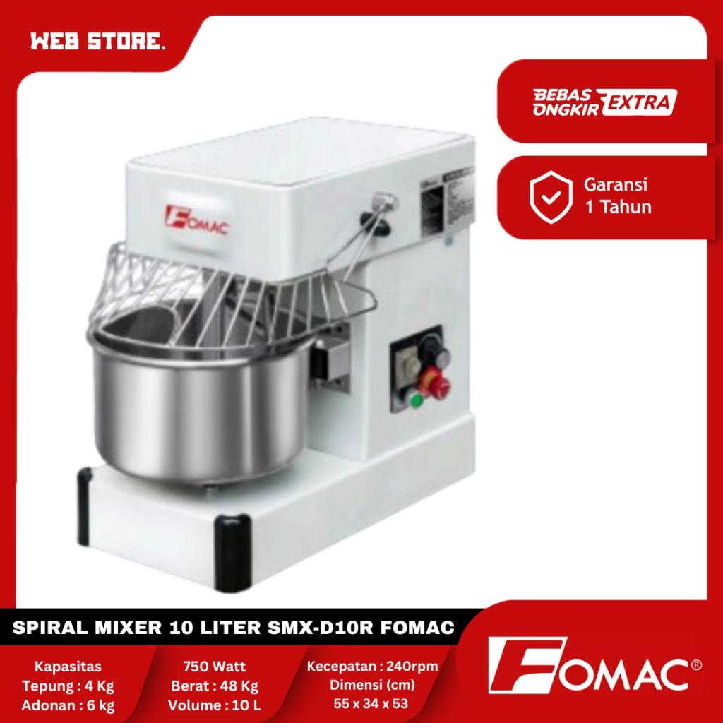 Jual Mesin Spiral Mixer Pengaduk Adonan Roti Pizza 10 Liter SMX-D10R ...