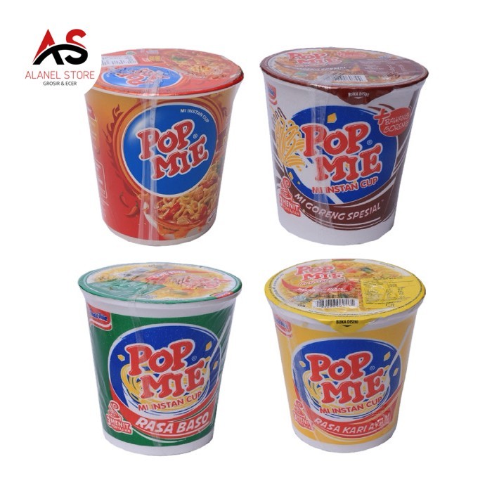 Jual POP MIE 75gr Kuah Goreng Rasa Ayam Baso Kari Soto Dower Gledek ...