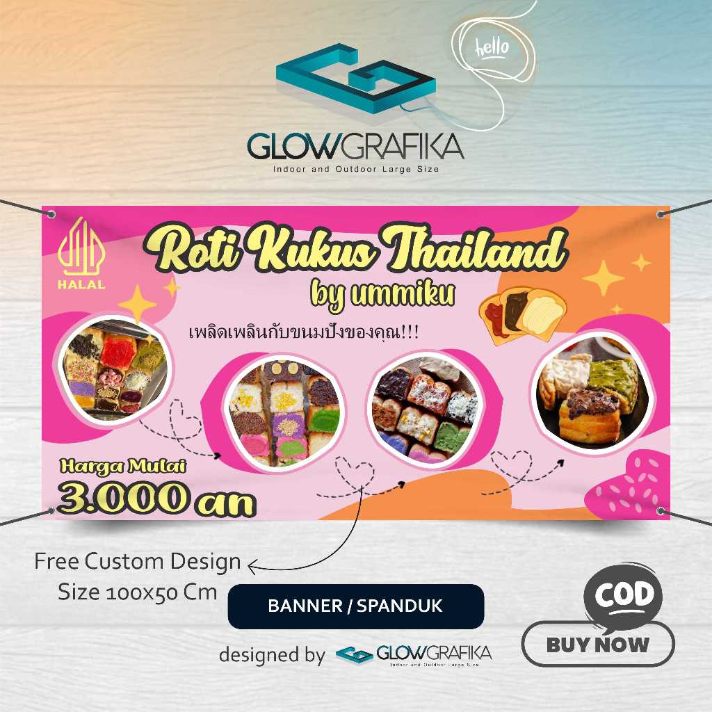 Jual Cetak Spanduk Banner Roti Kukus Thailand Model Pink | Shopee Indonesia