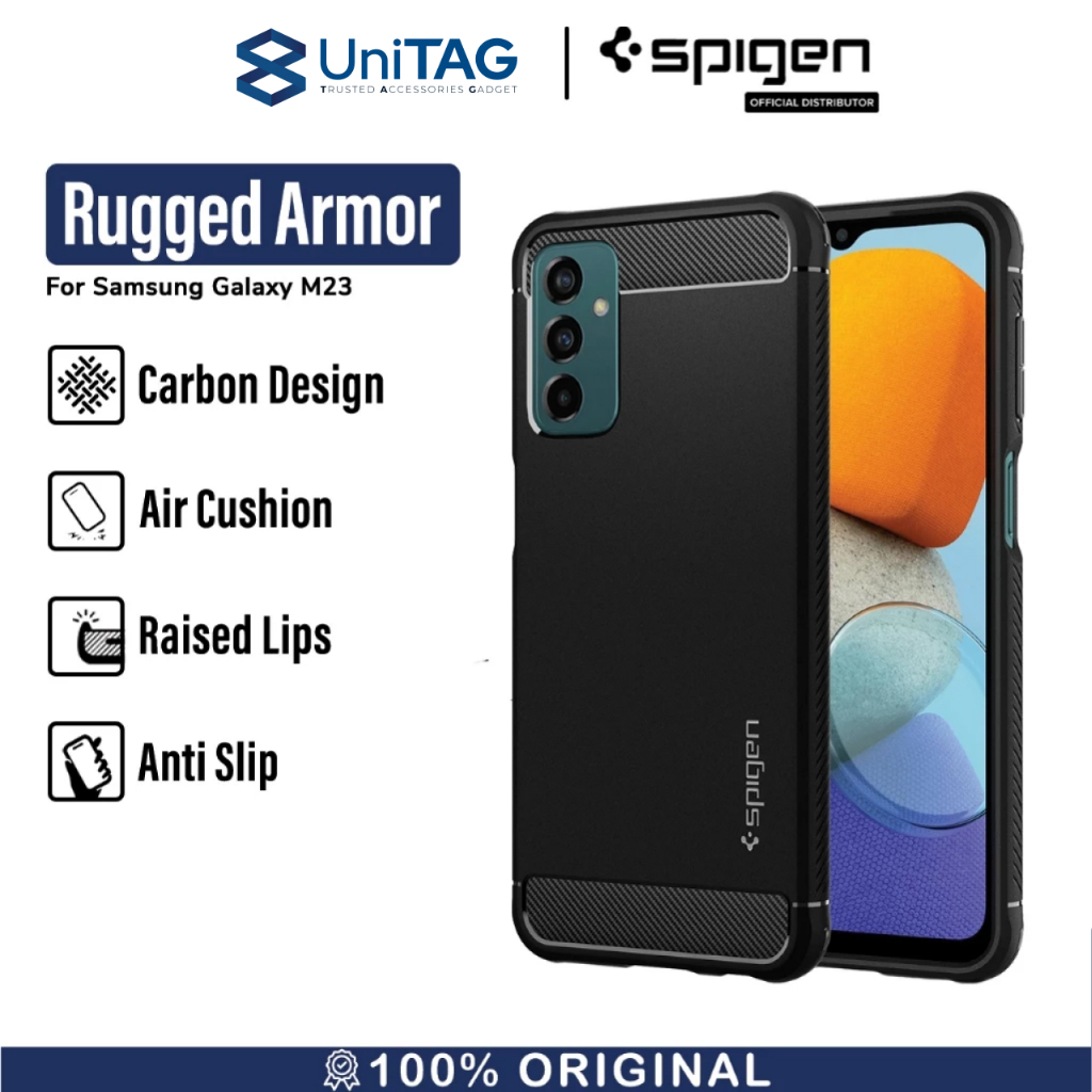 Jual Case Samsung Galaxy M23 5G Spigen Rugged Armor Softcase Carbon ...