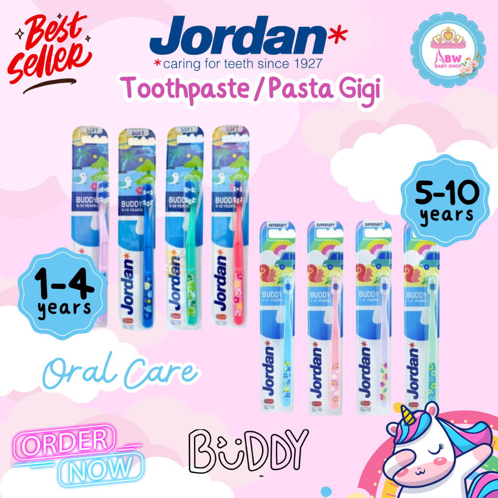 Jual Jordan Oral Care Kids Buddy 1-4 / 5-10 Years Kids Toothbrush Super ...