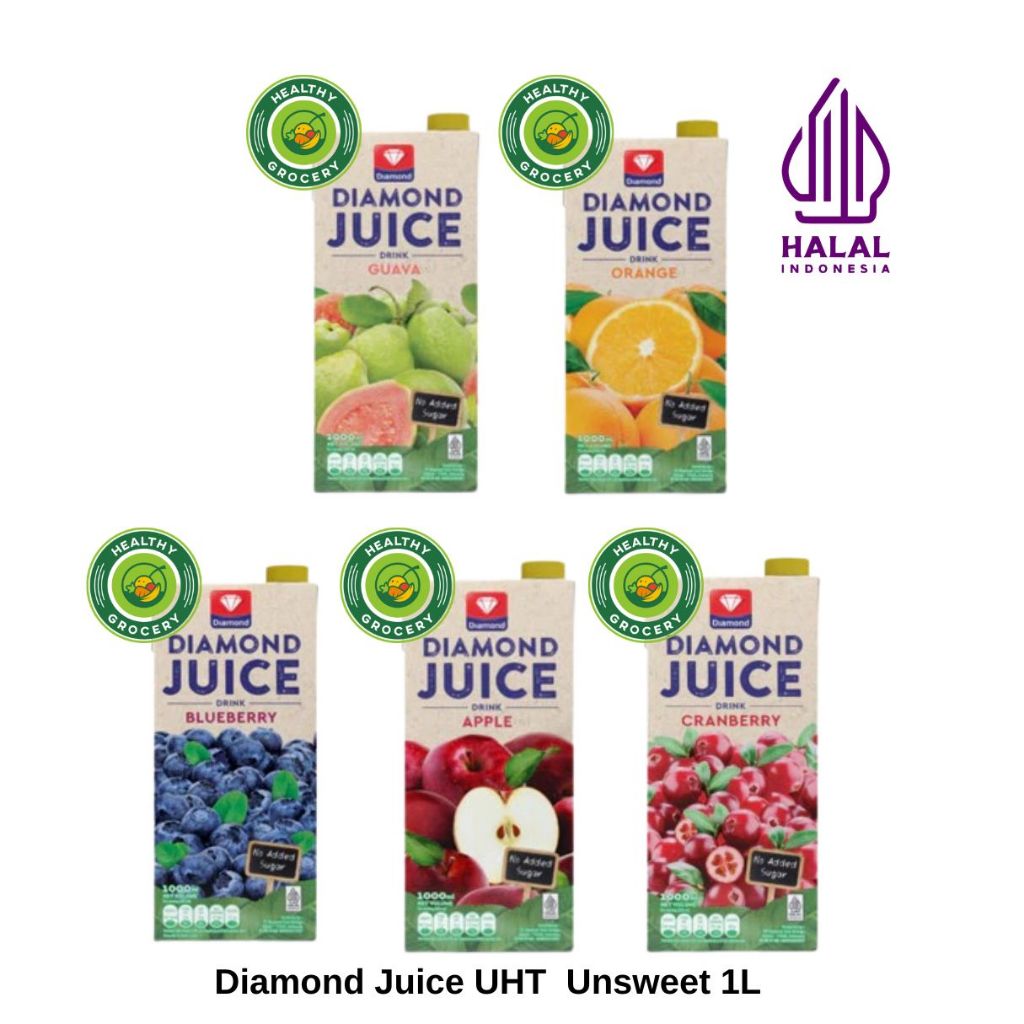 Jual Diamond Juice UHT Apple / Cranberry / Blueberry / Orange / Guava unsweet 1Liter | Shopee ...