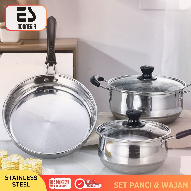 Jual ESINDO Set Panci dan Wajan Stainless Steel / Panci Sup 22cm, Panci ...