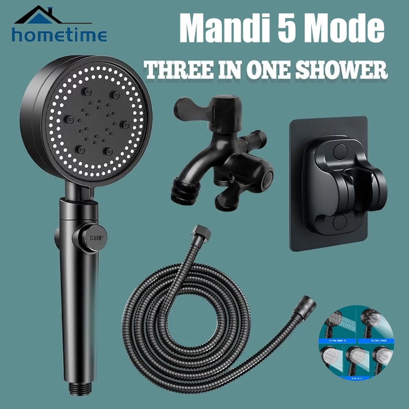 Jual Kepala Shower Mandi Hitam Premium 5 Mode Shower Head Set Premium Shower Handheld Kamar ...