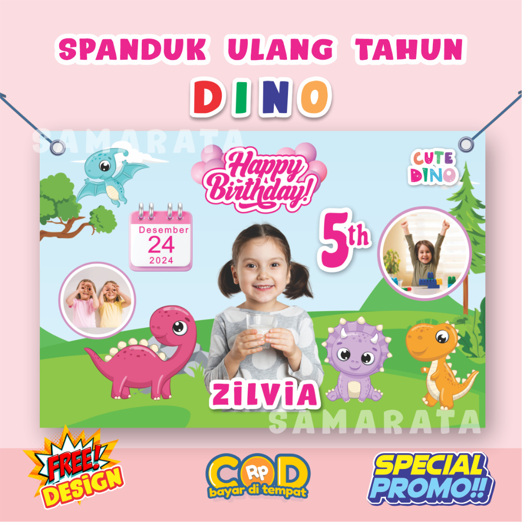 Jual Dino Spanduk Ulang Tahun Anak Dino Banner Ulang Tahun Custom Anak ...
