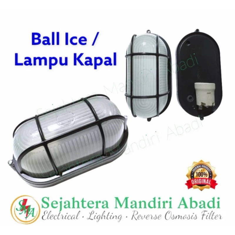 Jual Rumah Lampu Kapal Ball ice Kaca Kecil Kaca Es Oval Frame Hitam ...