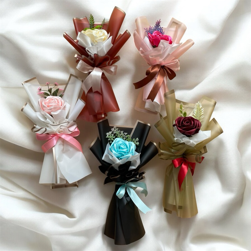 Jual single rose buket | buket bunga pita satin | buket bunga palsu ...