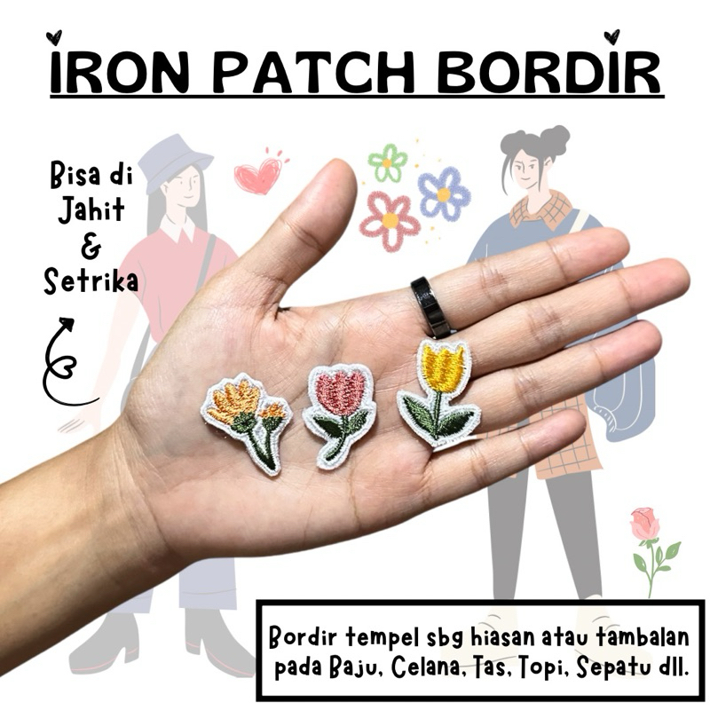 Jual ( SUDAH ADA LEM TINGGAL SETRIKA ) BORDIR BUNGA MINI TEMPEL BISA DI ...