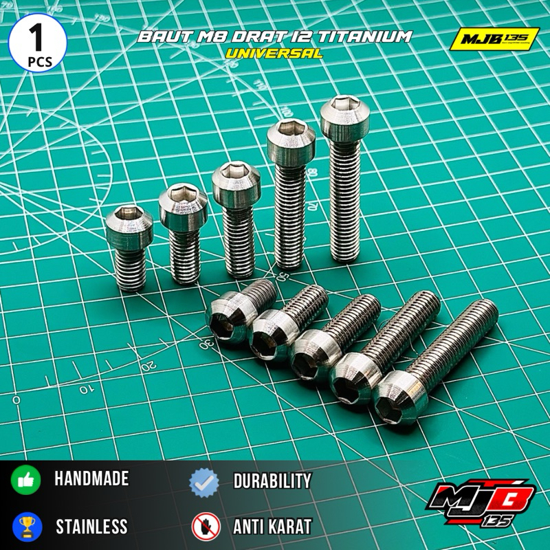 Jual BAUT L CUSTOM DRAT 12 M8 MODEL TITANIUM STAINLESS ANTI KARAT ( 1PCS BAUT ) | Shopee Indonesia